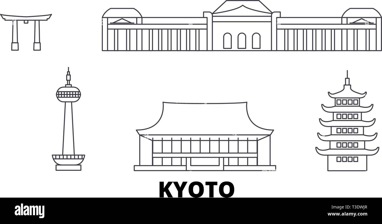 Japan, Kyoto line travel skyline set. Japan, Kyoto outline city vector ...