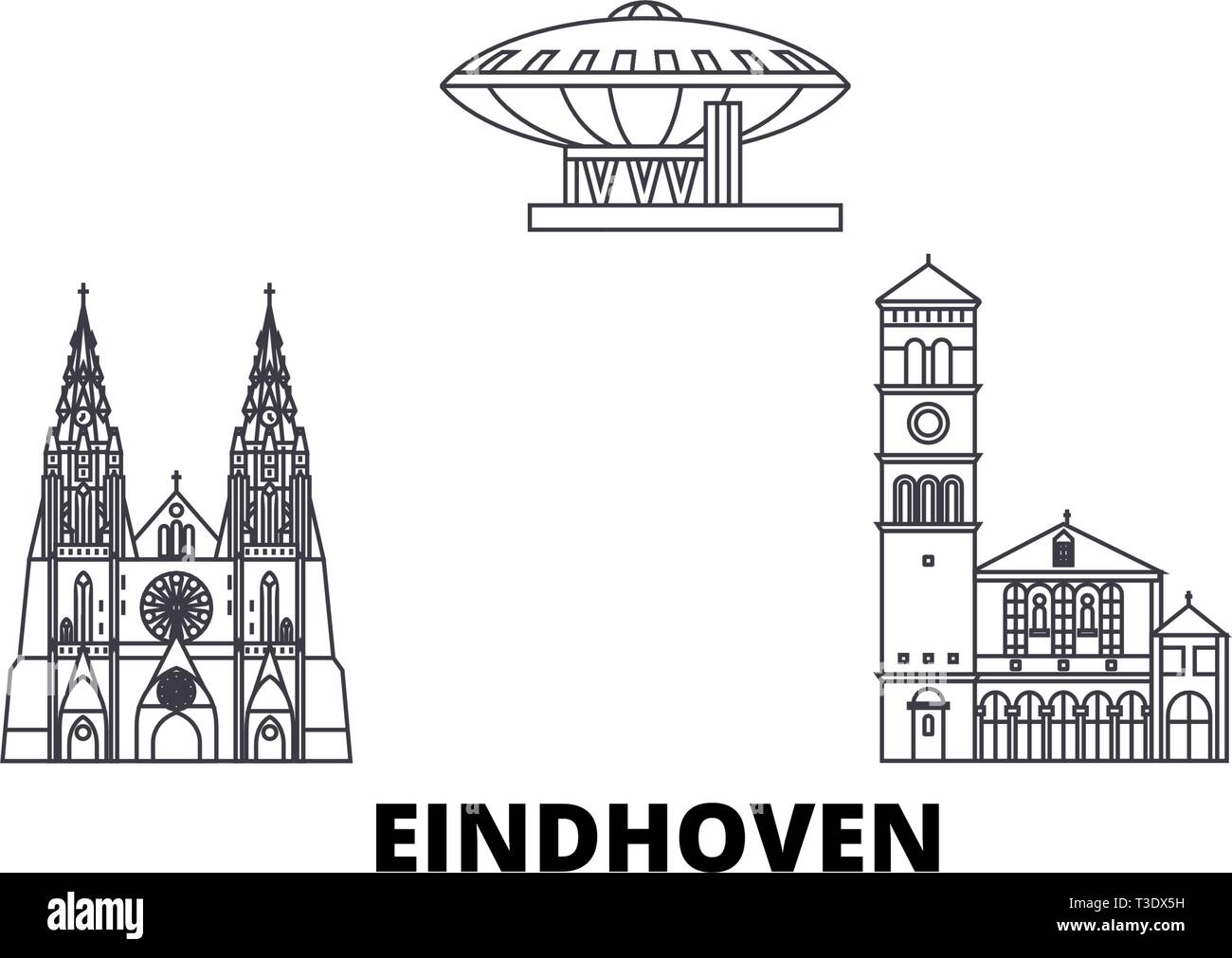 Netherlands, Eindhoven line travel skyline set. Netherlands, Eindhoven ...