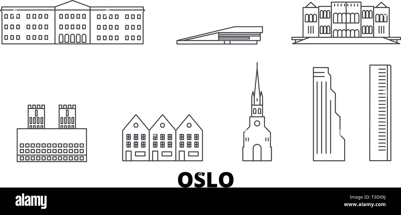 Norway, Oslo line travel skyline set. Norway, Oslo outline city vector ...