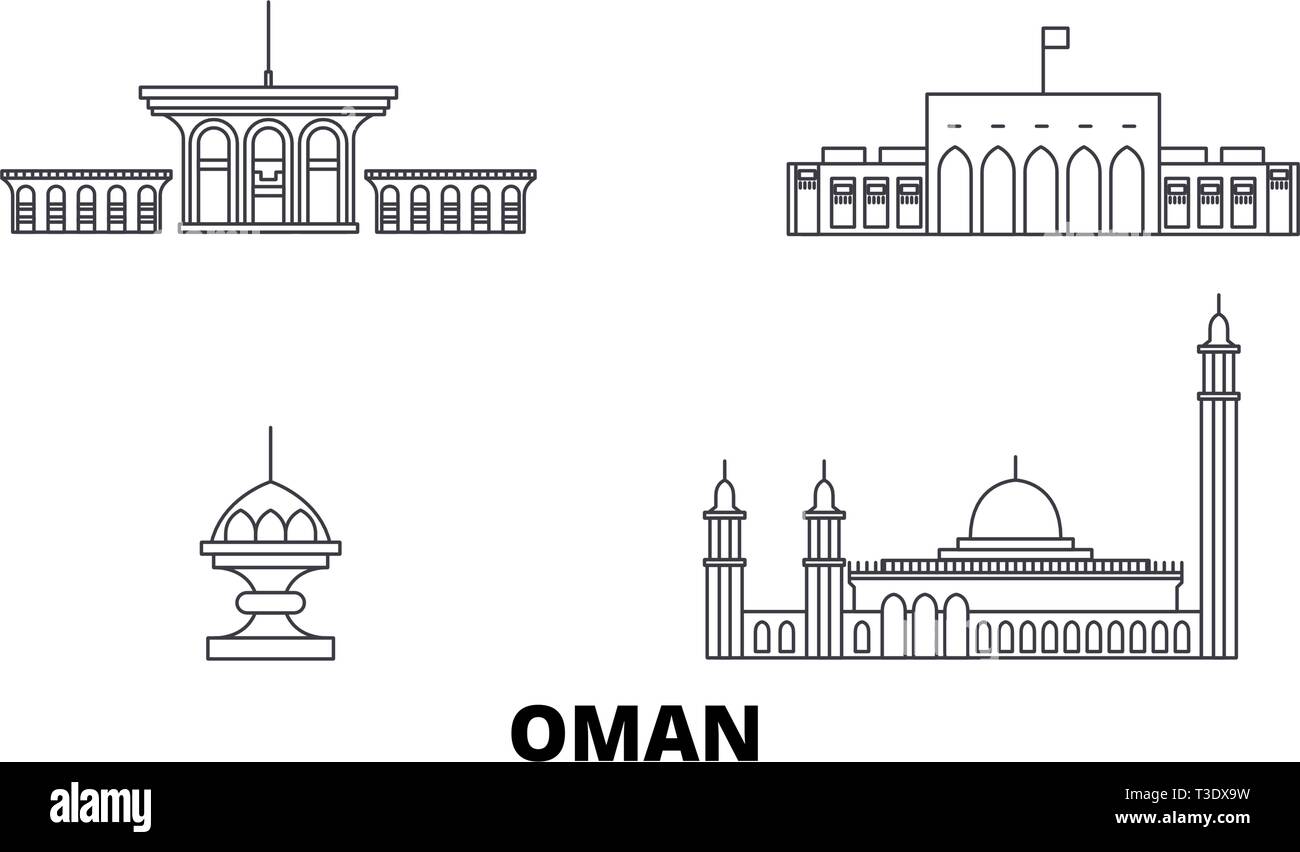 Oman, Muscat line travel skyline set. Oman, Muscat outline city vector ...