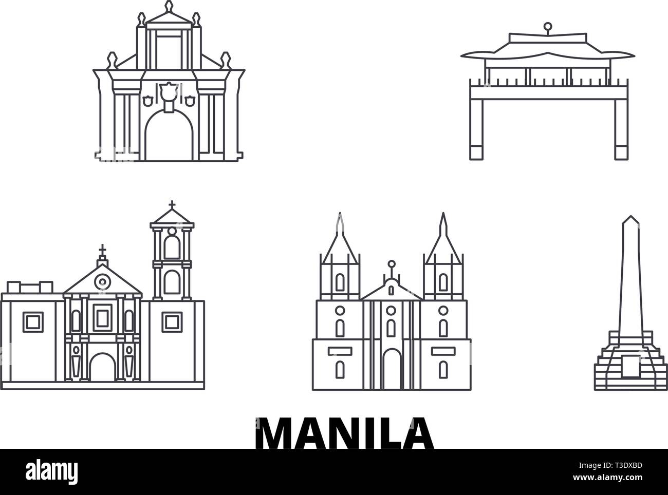 Philippines, Manila line travel skyline set. Philippines, Manila ...