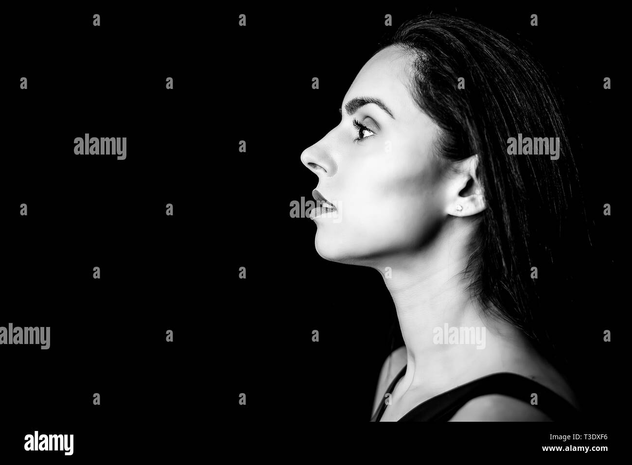 Profile of a pretty woman Black and White Stock Photos & Images - Alamy