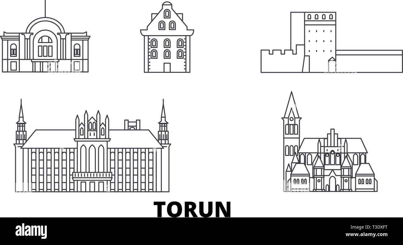 Poland, Torun line travel skyline set. Poland, Torun outline city ...