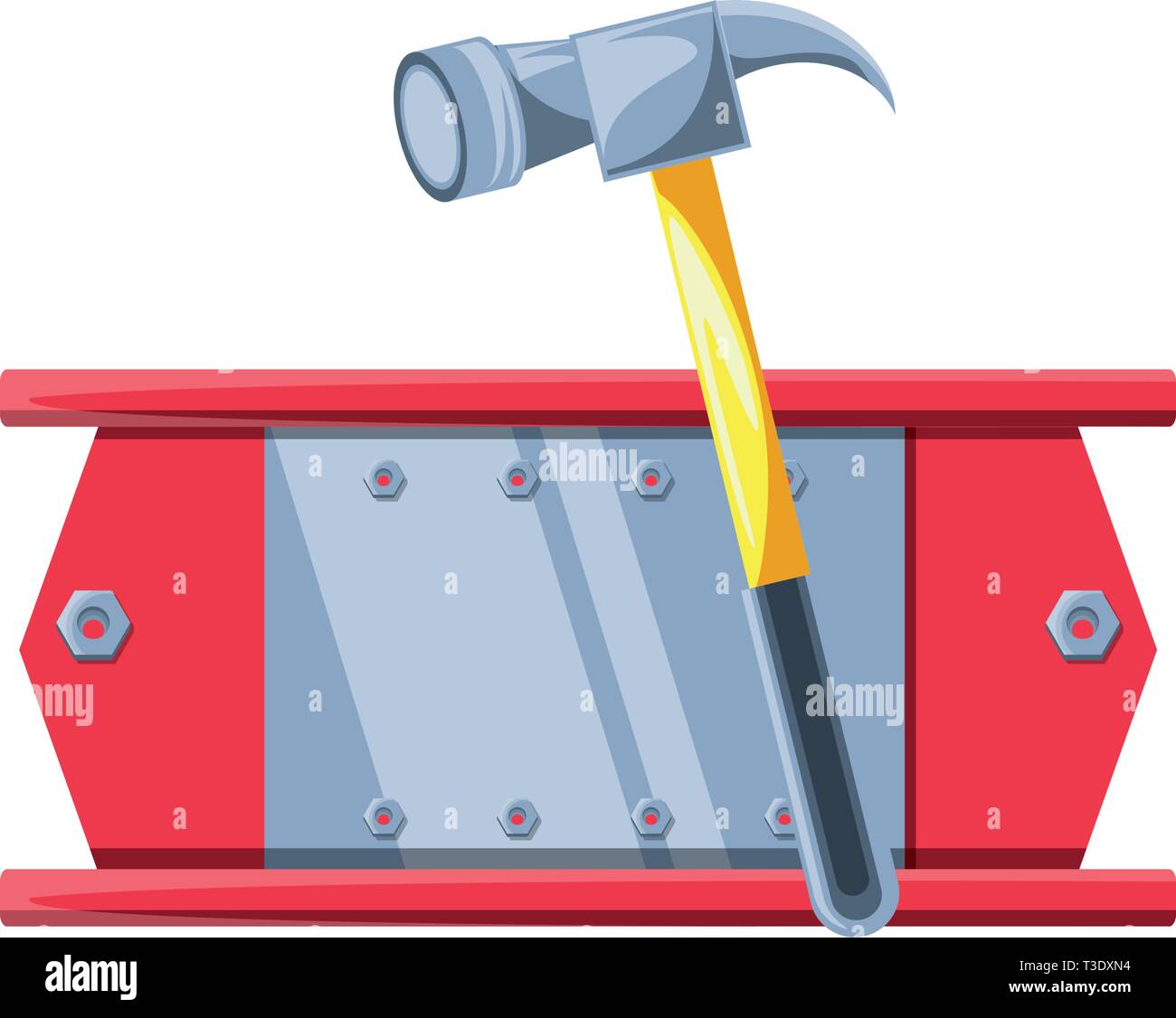 metal construction beam with hammer tool vector illustration design ...