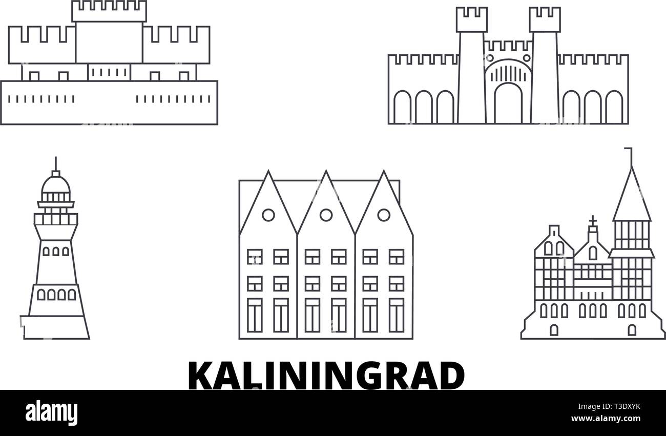 Russia, Kaliningrad City line travel skyline set. Russia, Kaliningrad ...