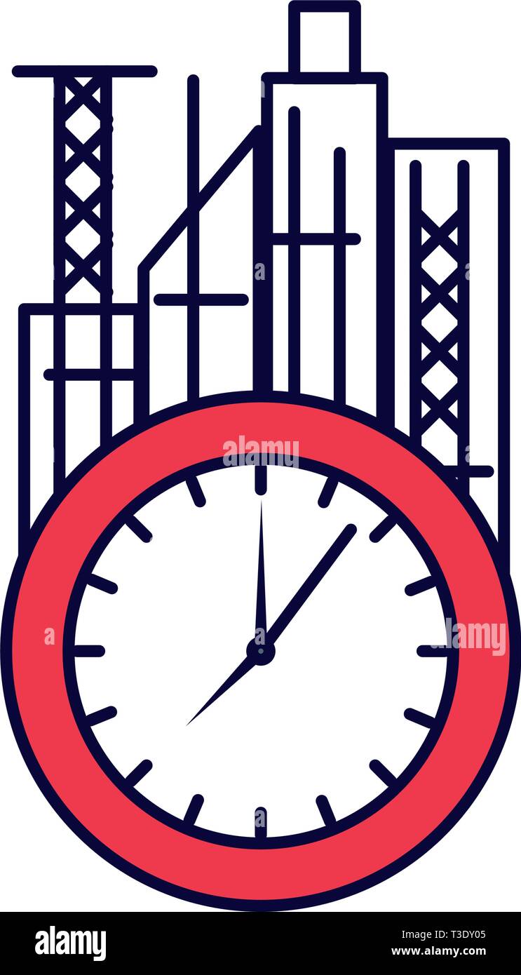 clock time with cityscape vector illustration design Stock Vector Image ...