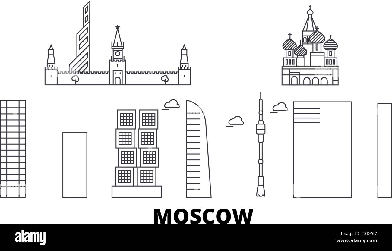 Russia, Moscow City line travel skyline set. Russia, Moscow City ...
