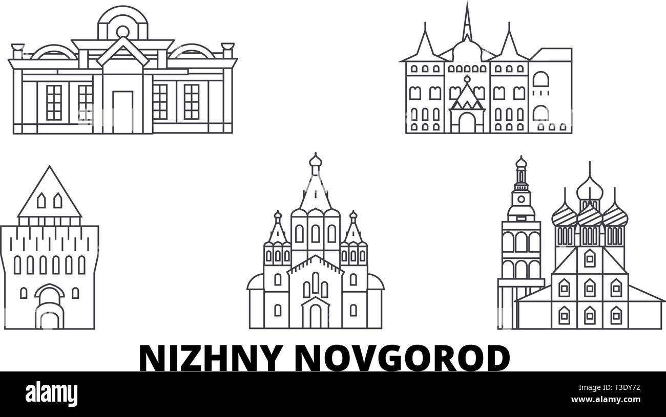 Russia, Nizhny Novgorod line travel skyline set. Russia, Nizhny ...