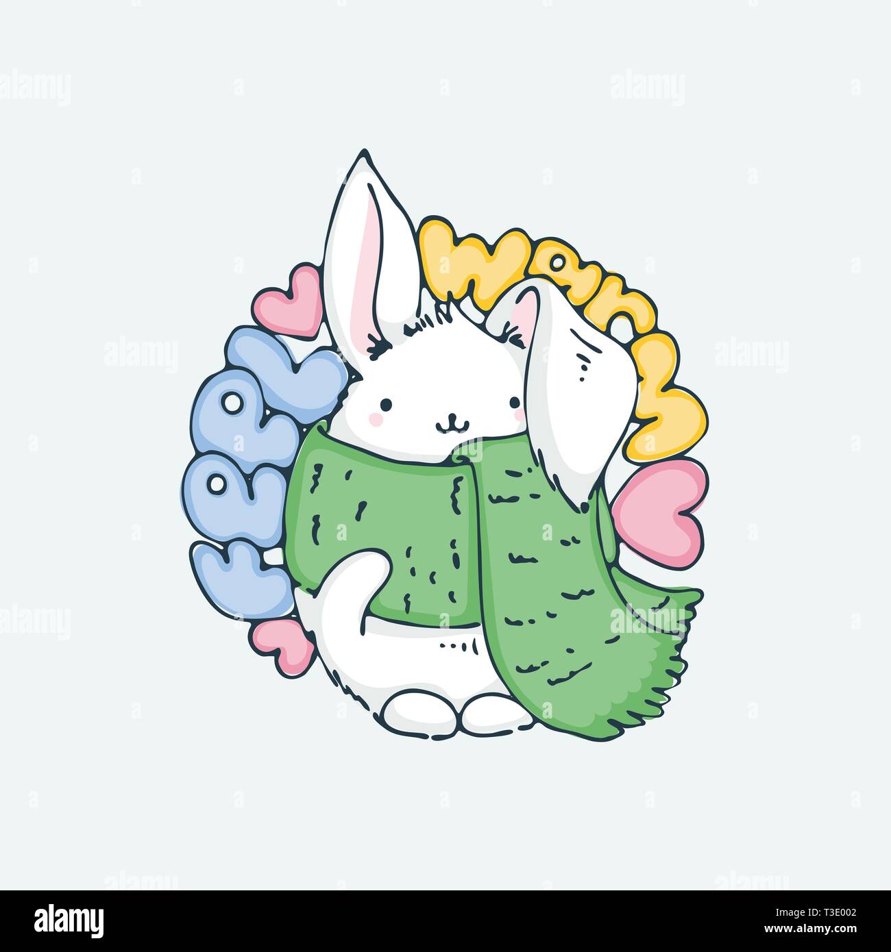 Feel warm. Cute cartoon animal. Vector clip art illustration for ...