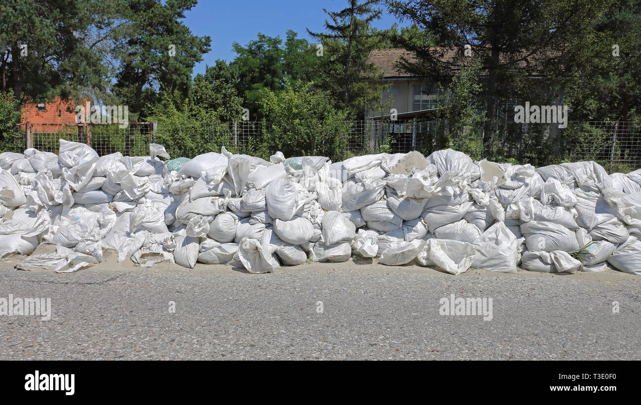Big Stack of Sand Bags Floods Protection Stock Photo - Alamy
