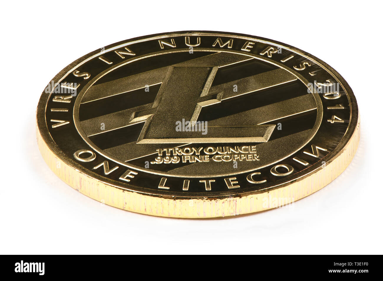 Golden litecoin isolated on white background. High resolution photo ...