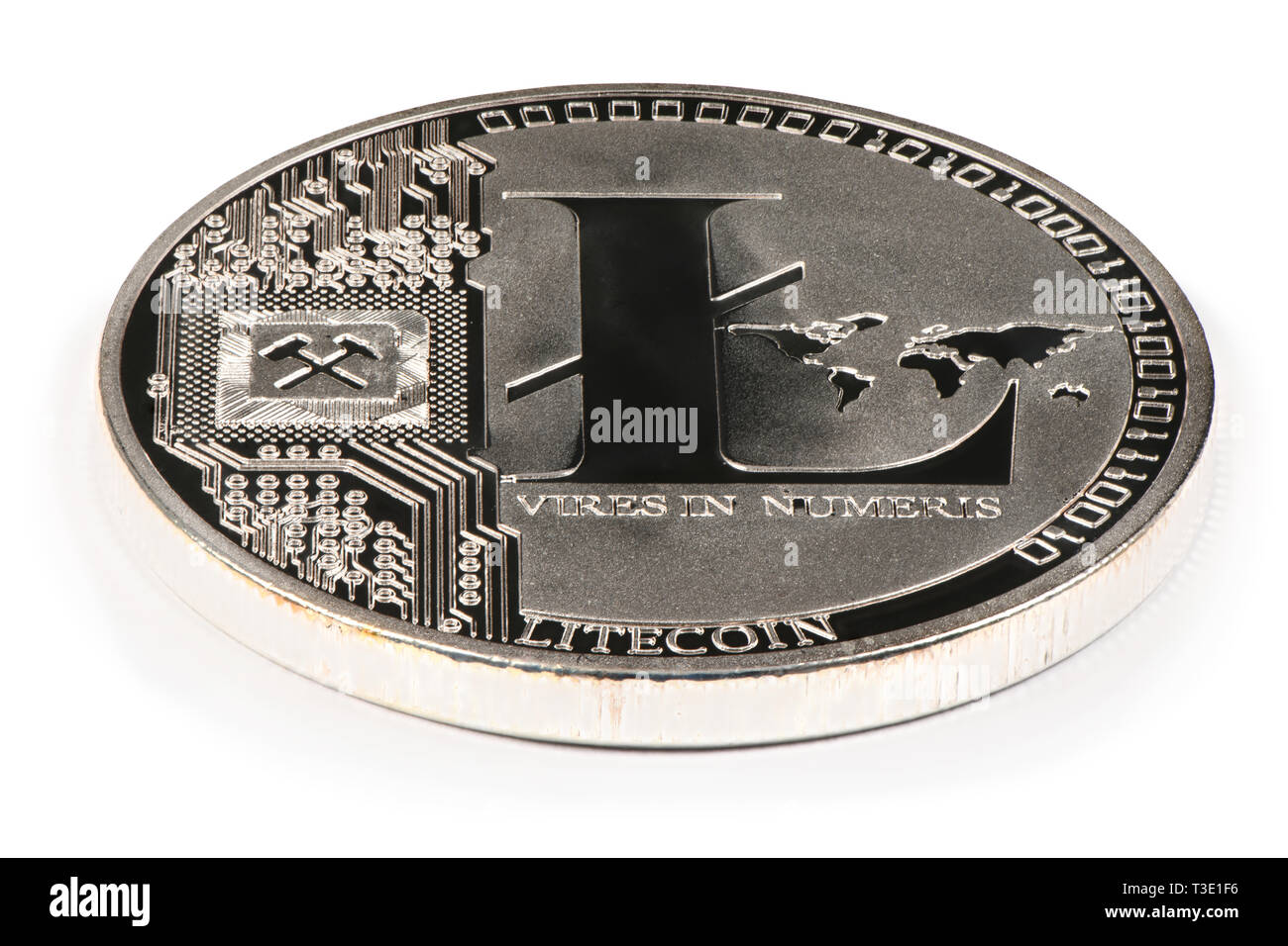 Silver litecoin isolated on white background. High resolution photo ...