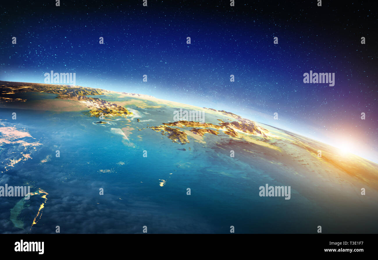 Japan pacific sunrise. Elements of this image furnished by NASA. 3d ...