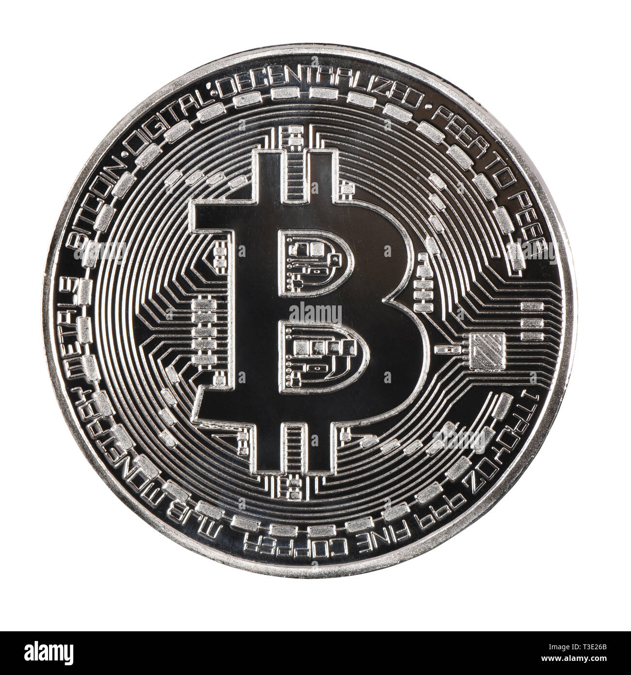 Silver bitcoin isolated on white background. High resolution photo ...