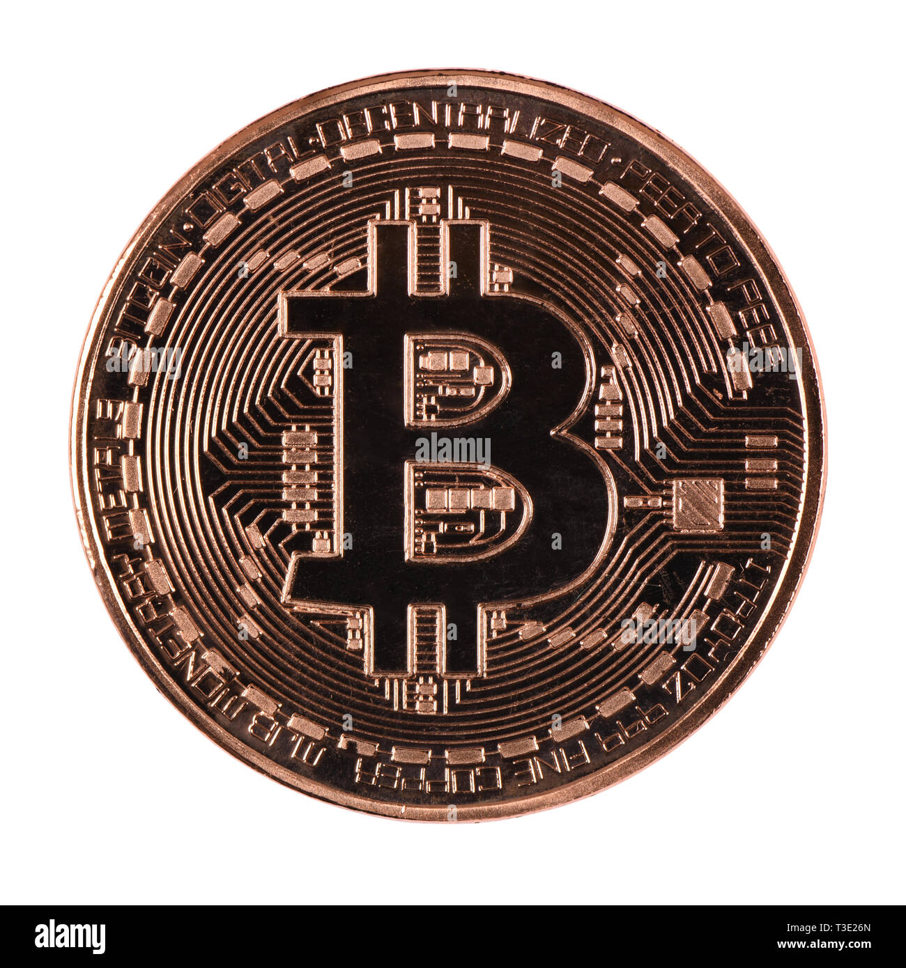 Bronze bitcoin isolated on white background. High resolution photo ...