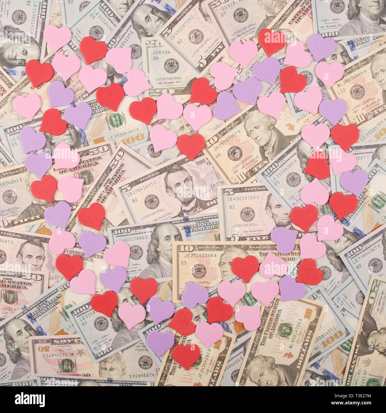 Heart symbol on money background. Abstract money background raster ...