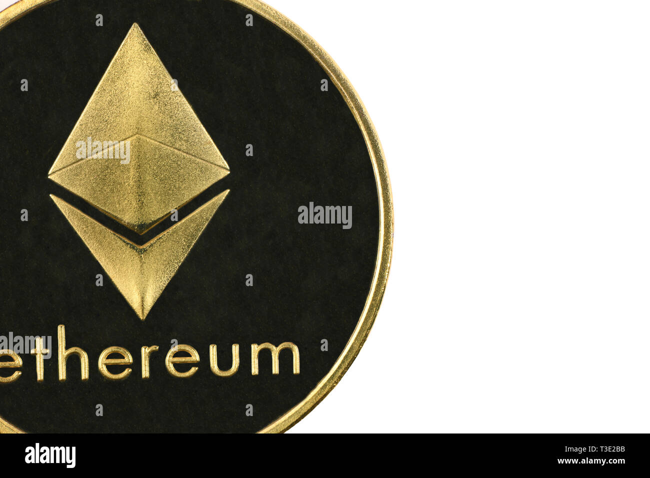 Golden ethereum isolated on white background. High resolution photo ...