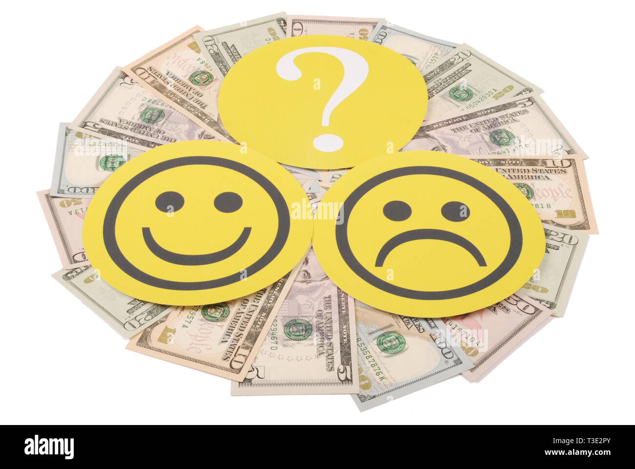 Question mark between smiley and sad smiley on mandala kaleidoscope ...