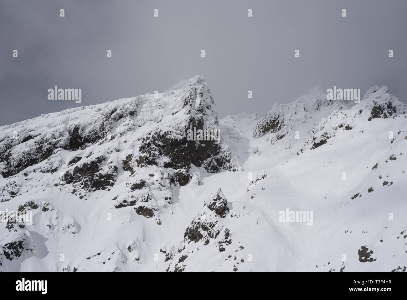 Tongariro National Park, New Zealand. Pinnacle ridge on Mount Ruapehu ...