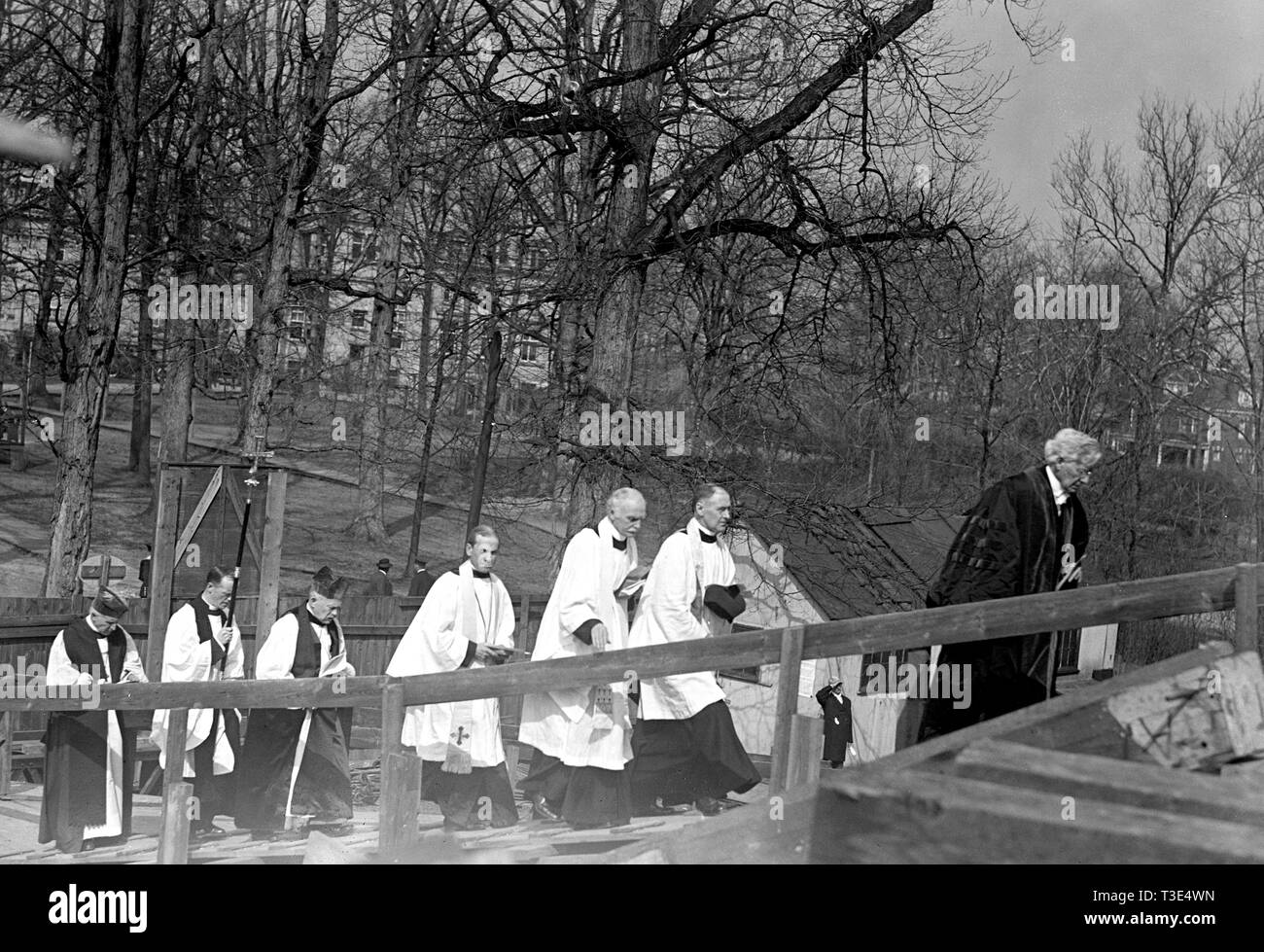 Catholic clergy and priests at outdoor religious service ca. 1918 Stock ...