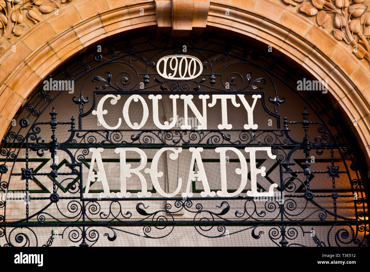 County Arcade Sign, County Arcade, Leeds, England Stock Photo - Alamy
