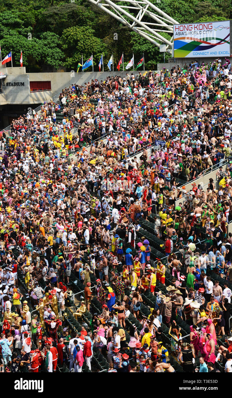 The crowded South stand at the Hong Kong Stadium during the Hong Kong ...