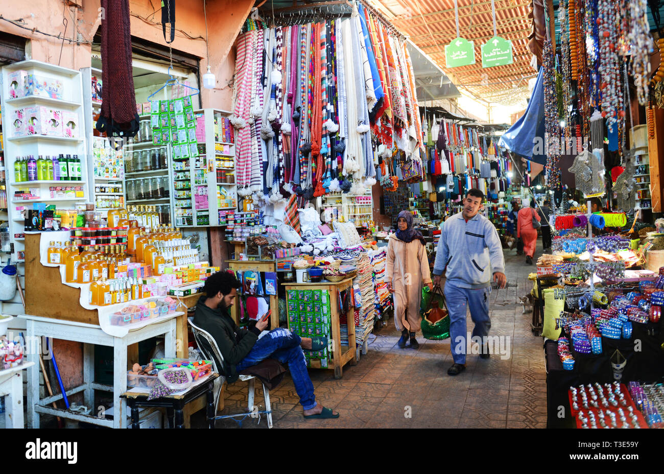 The vibrant souk in the medina of Marrakesh, Morocco Stock Photo - Alamy