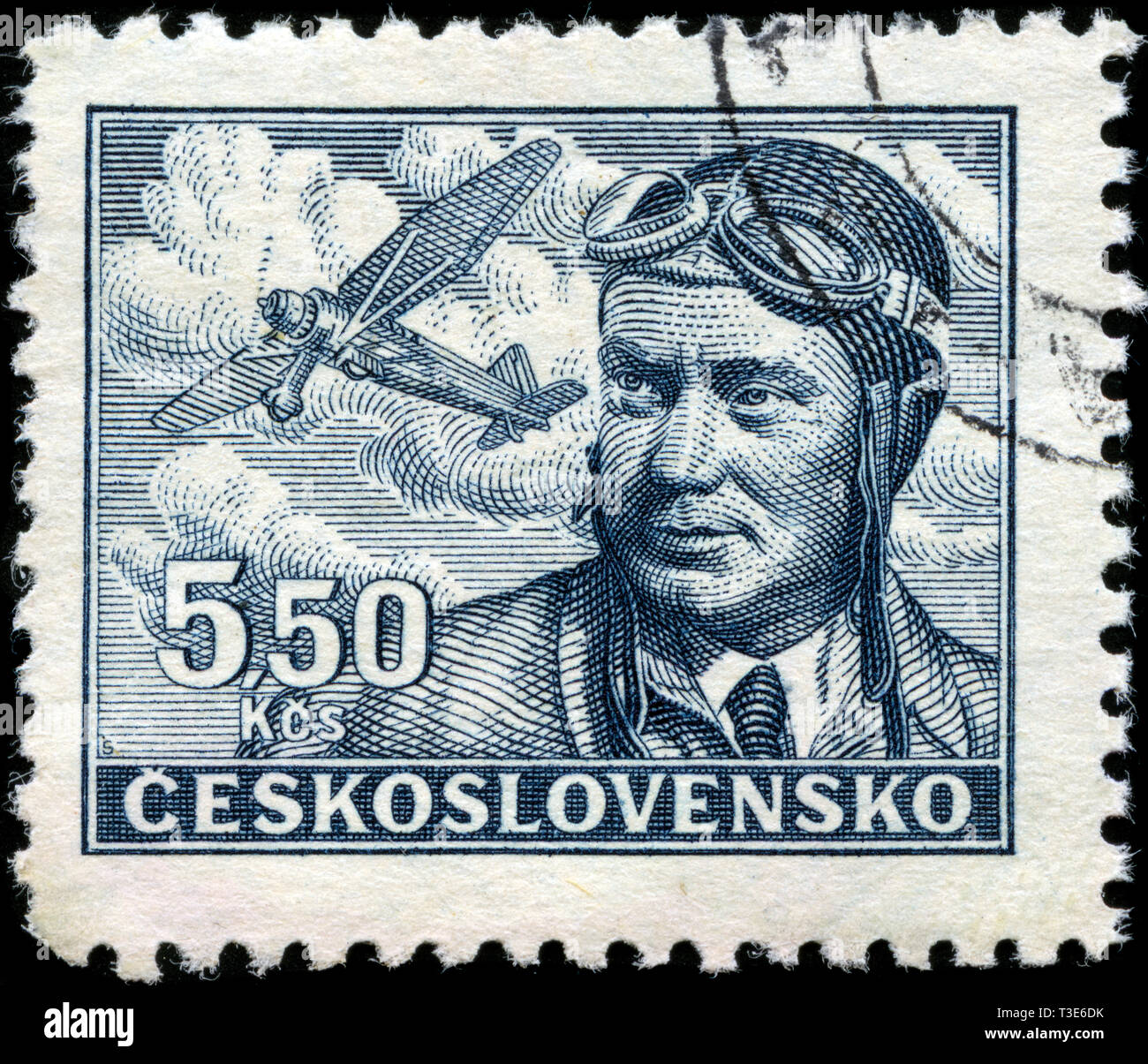 Postage stamp from the former state Czechoslovakia in the Airmail ...