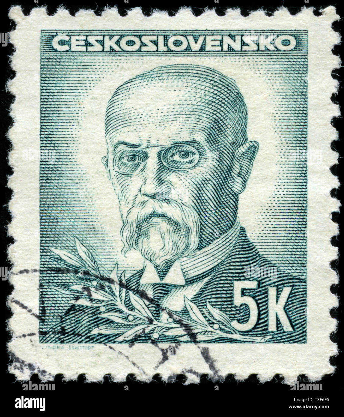 Postage stamp from the former state Czechoslovakia in the Portraits ...