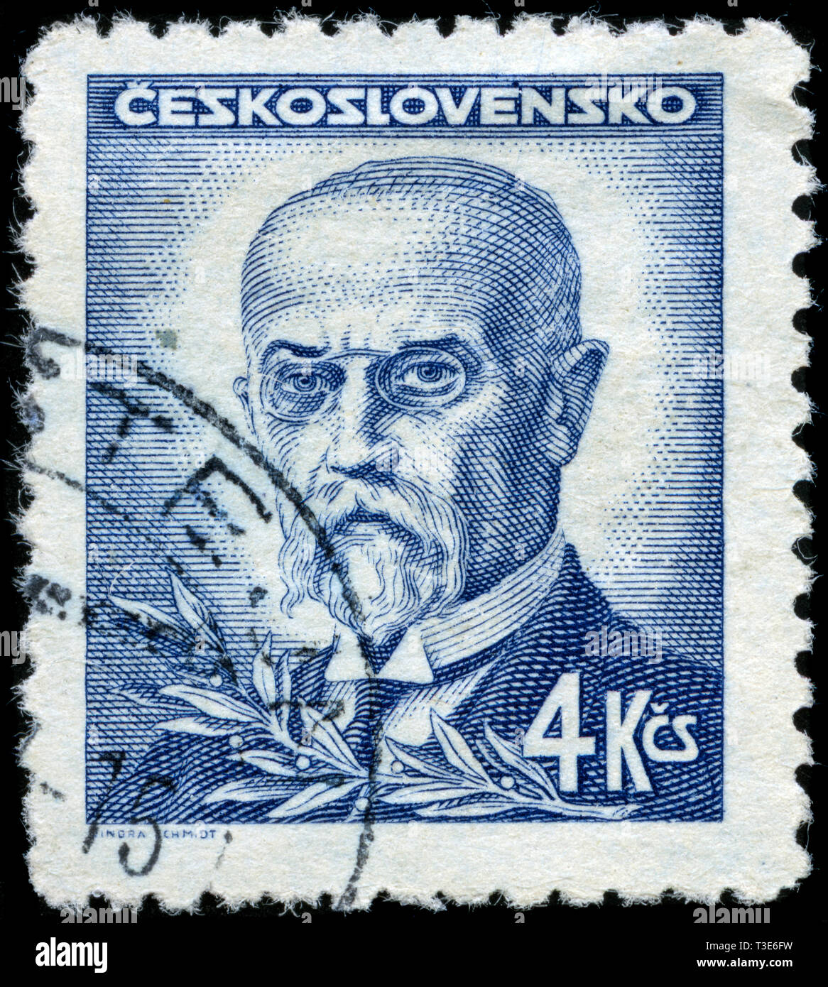 Postage stamp from the former state Czechoslovakia in the Portraits ...