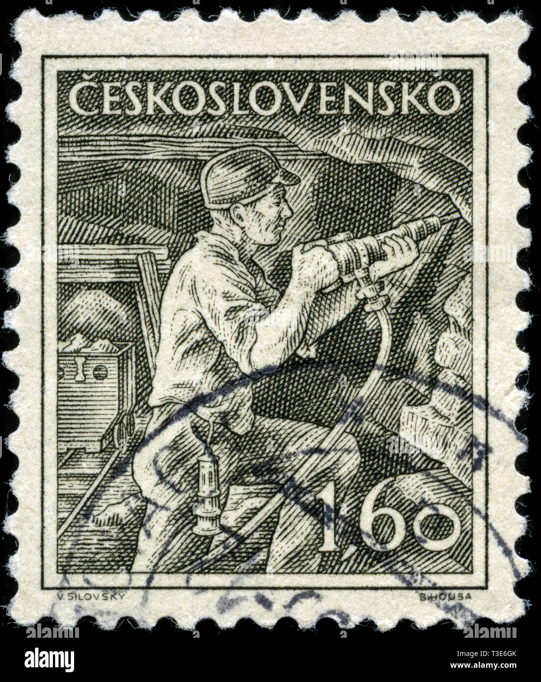 Postage stamp from the former state Czechoslovakia in the Professions ...