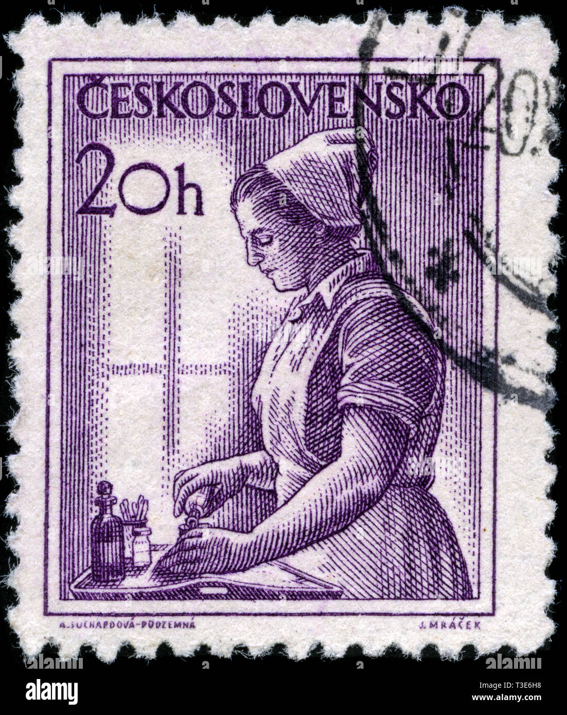 Postage stamp from the former state Czechoslovakia in the Professions ...