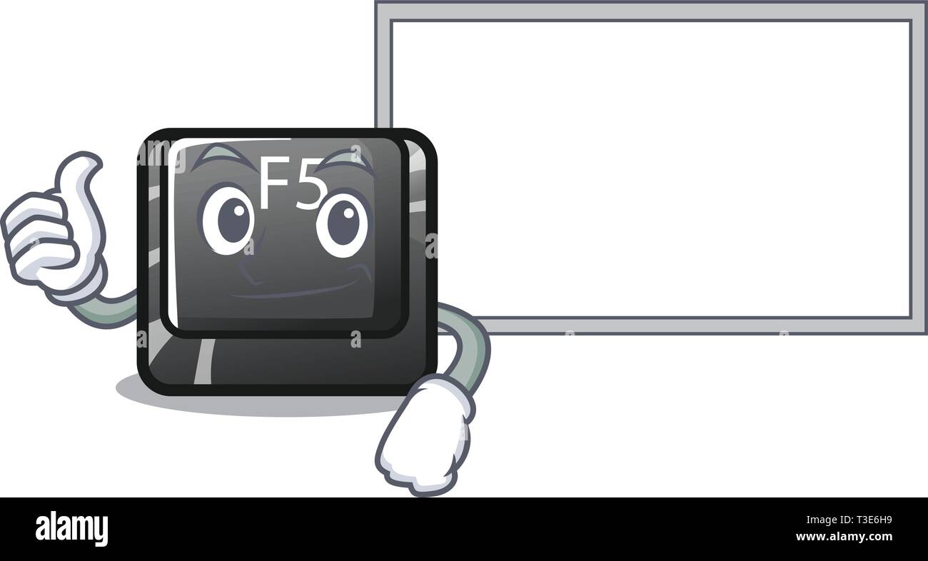 Thumbs up with board button f5 isolated with the character Stock Vector ...
