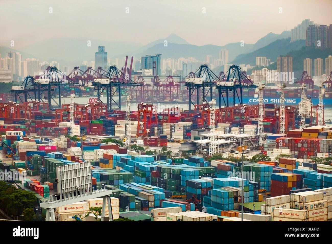 hong kong - march15,2019 : large number of container box in shipping ...