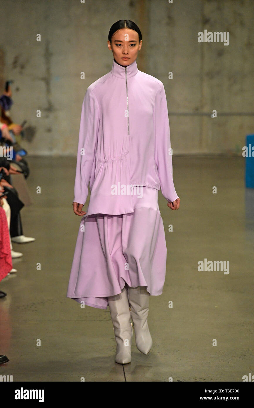 NEW YORK, NY - FEBRUARY 10: A model walks the runway at the Tibi ...