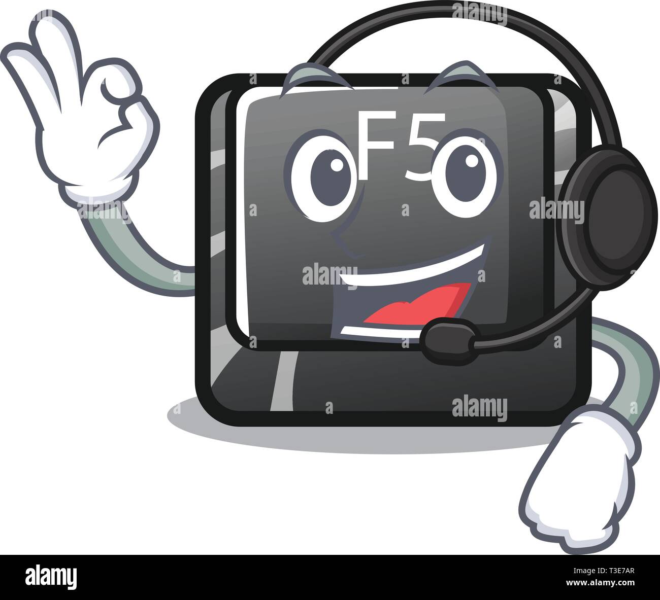 With headphone longest F5 button on cartoon keyboard Stock Vector Image ...