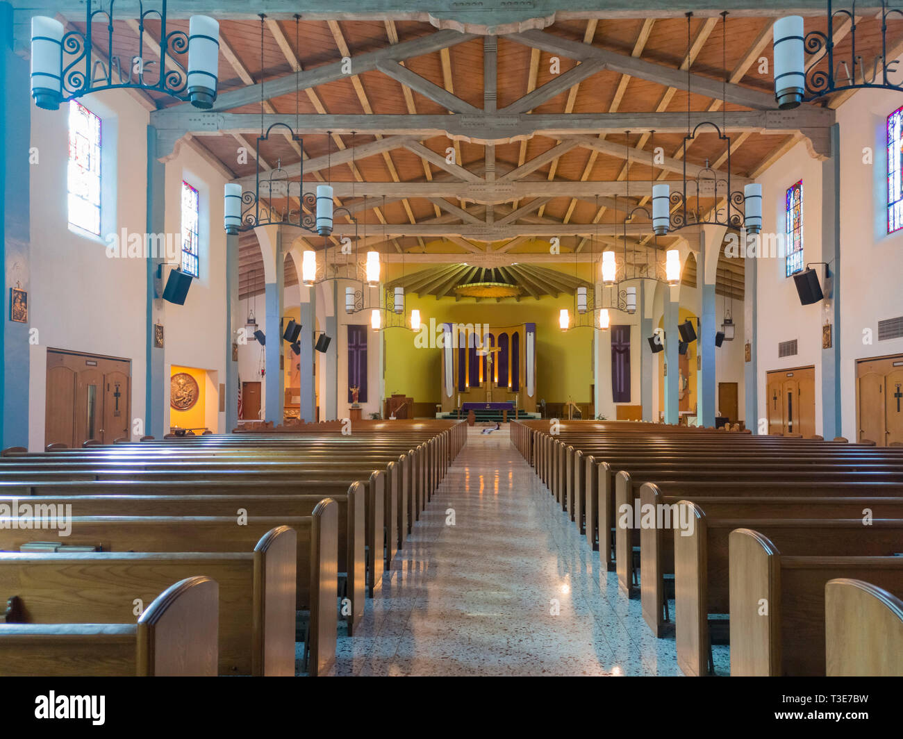 Los Angeles, MAR 26: Interior view of the San Gabriel Mission church on ...