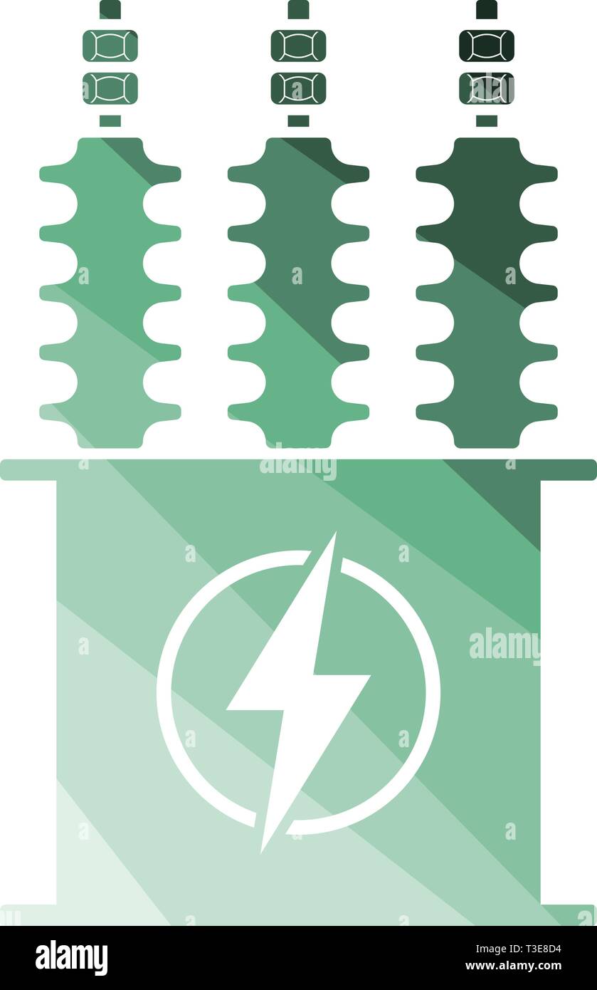 Electric transformer icon. Flat color design. Vector illustration Stock ...