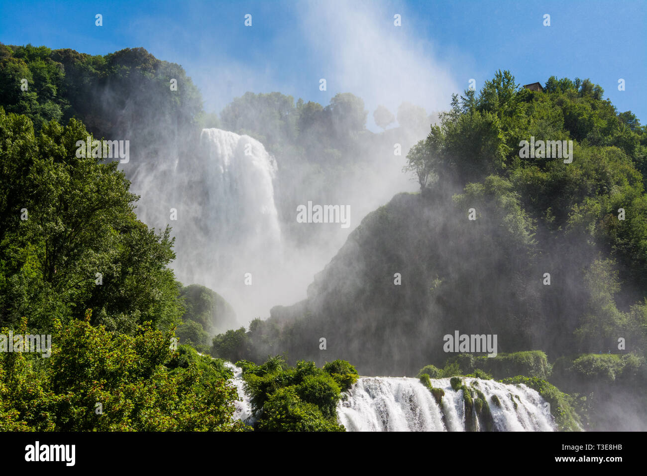 Marmore falls, Cascata delle Marmore, in Umbria, Italy. The tallest man ...