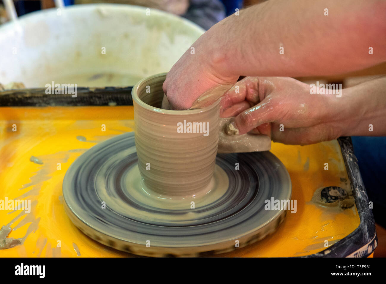 Master class on making a ceramic pot with a Potter's wheel. The pottery ...