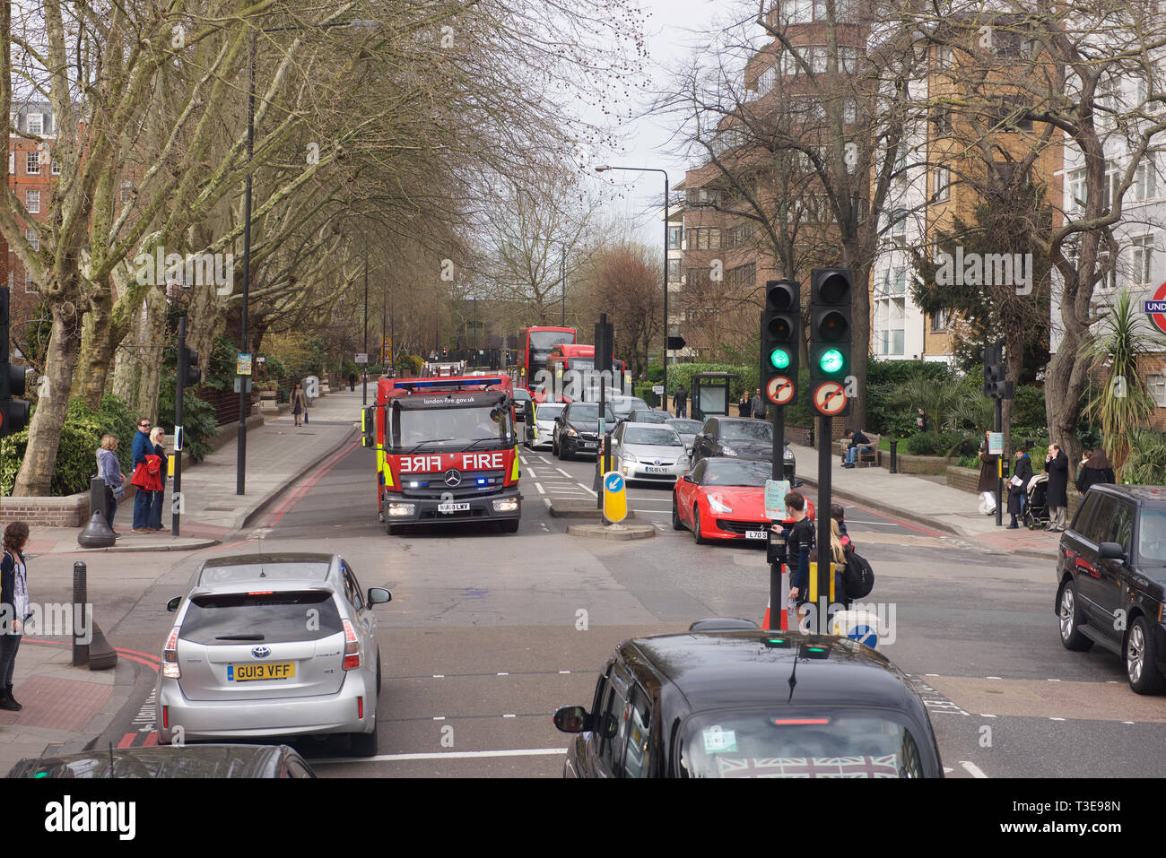 Fire engine on an emergency call in London Stock Photo - Alamy