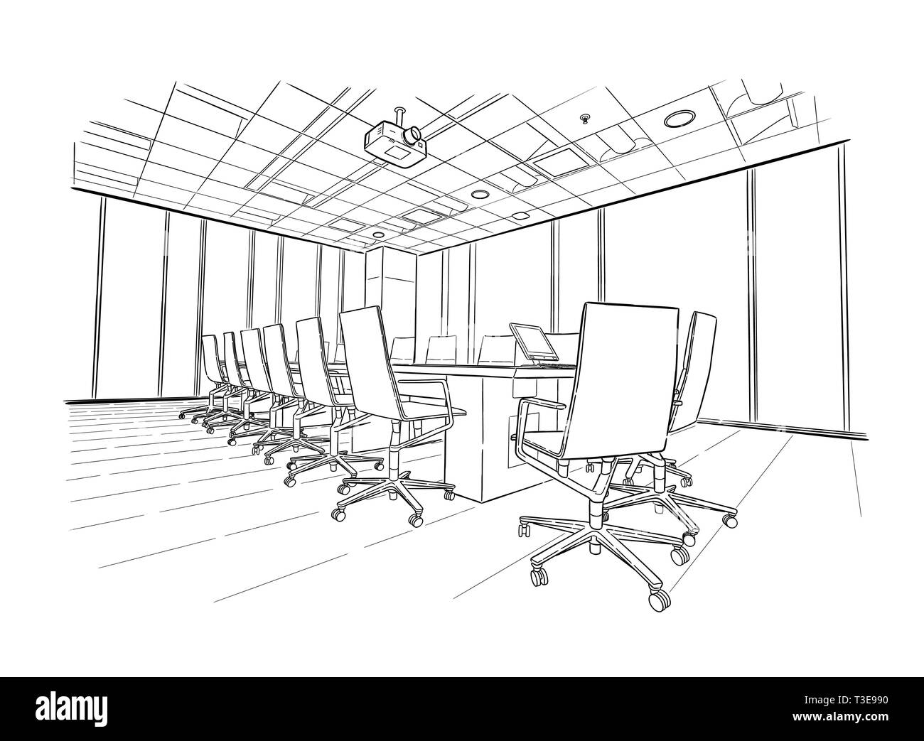 Meeting room hand drawn sketch vector illustration Stock Vector Image ...
