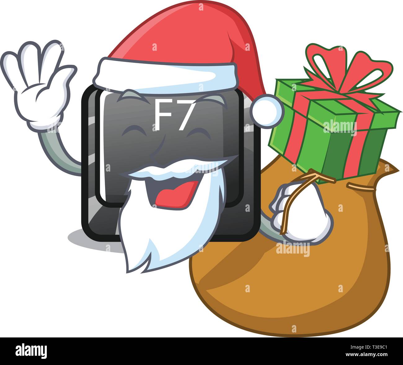 Santa with gift button f7 isolated in the character Stock Vector Image ...