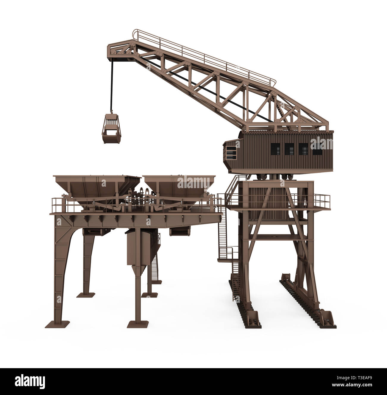 Construction Cranes with Coal Bin Isolated Stock Photo - Alamy