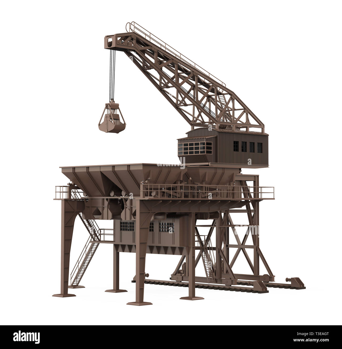 Construction Cranes with Coal Bin Isolated Stock Photo - Alamy