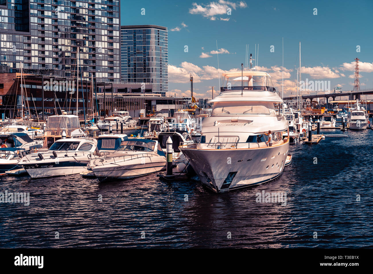 Melbourne, Australia - Boats docked in Docklands precinct Stock Photo ...