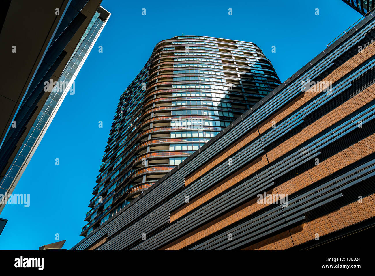 Melbourne, Australia - Looking up to the buildings at Docklands ...