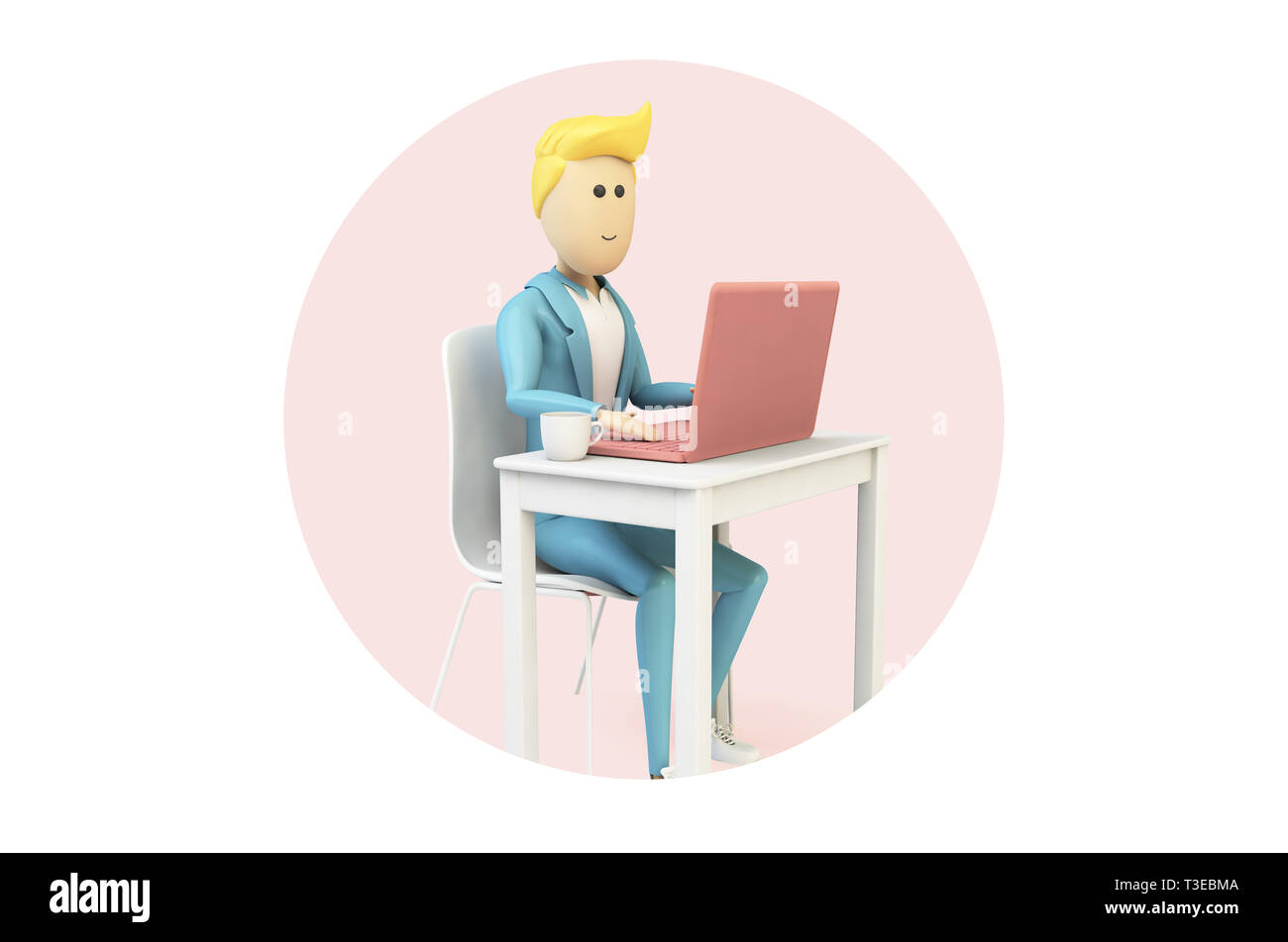 Businessman cartoon character working computer hi-res stock photography ...