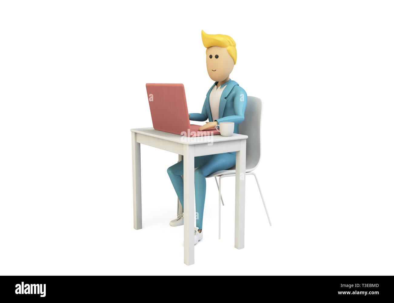 3d man working computer on Cut Out Stock Images & Pictures - Alamy