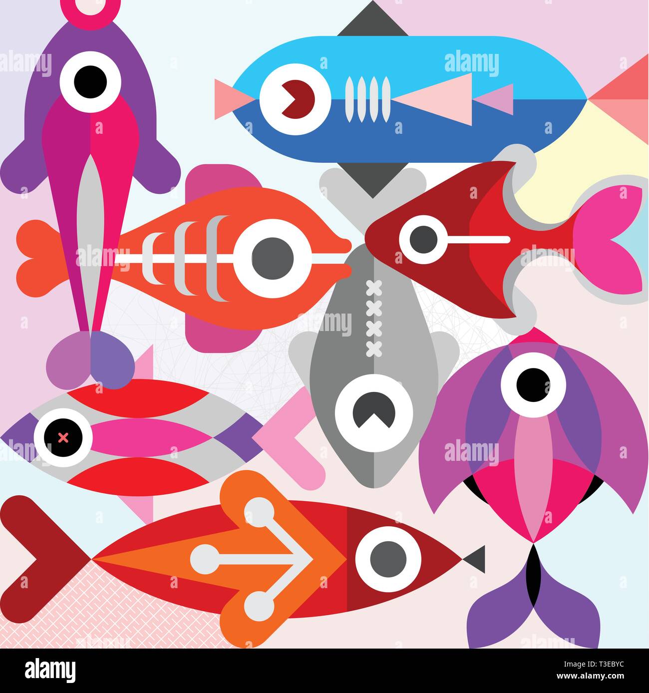 Abstract art design of various Aquarium Fish, vector illustration ...